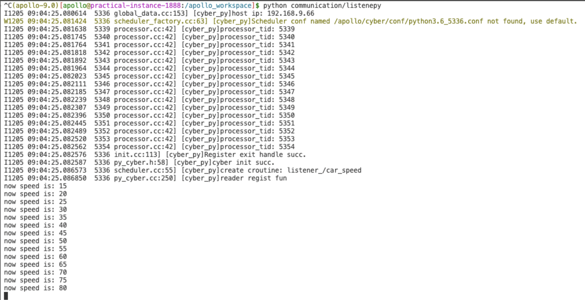 Apollo: Cyber通信机制实践之Listener-Talker通信（python）
