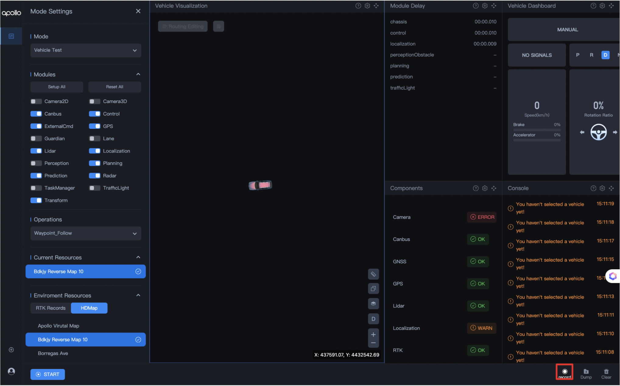 Apollo: 循迹自动驾驶