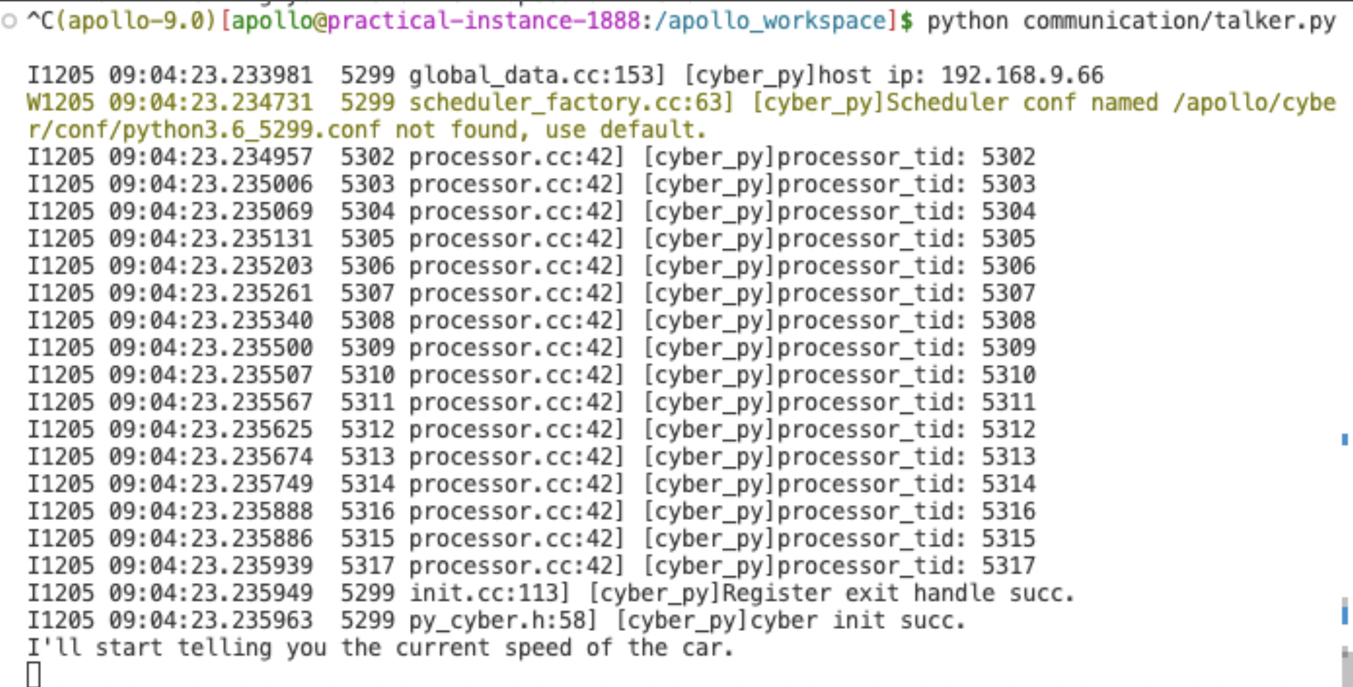 Apollo: Cyber通信机制实践之Listener-Talker通信（python）